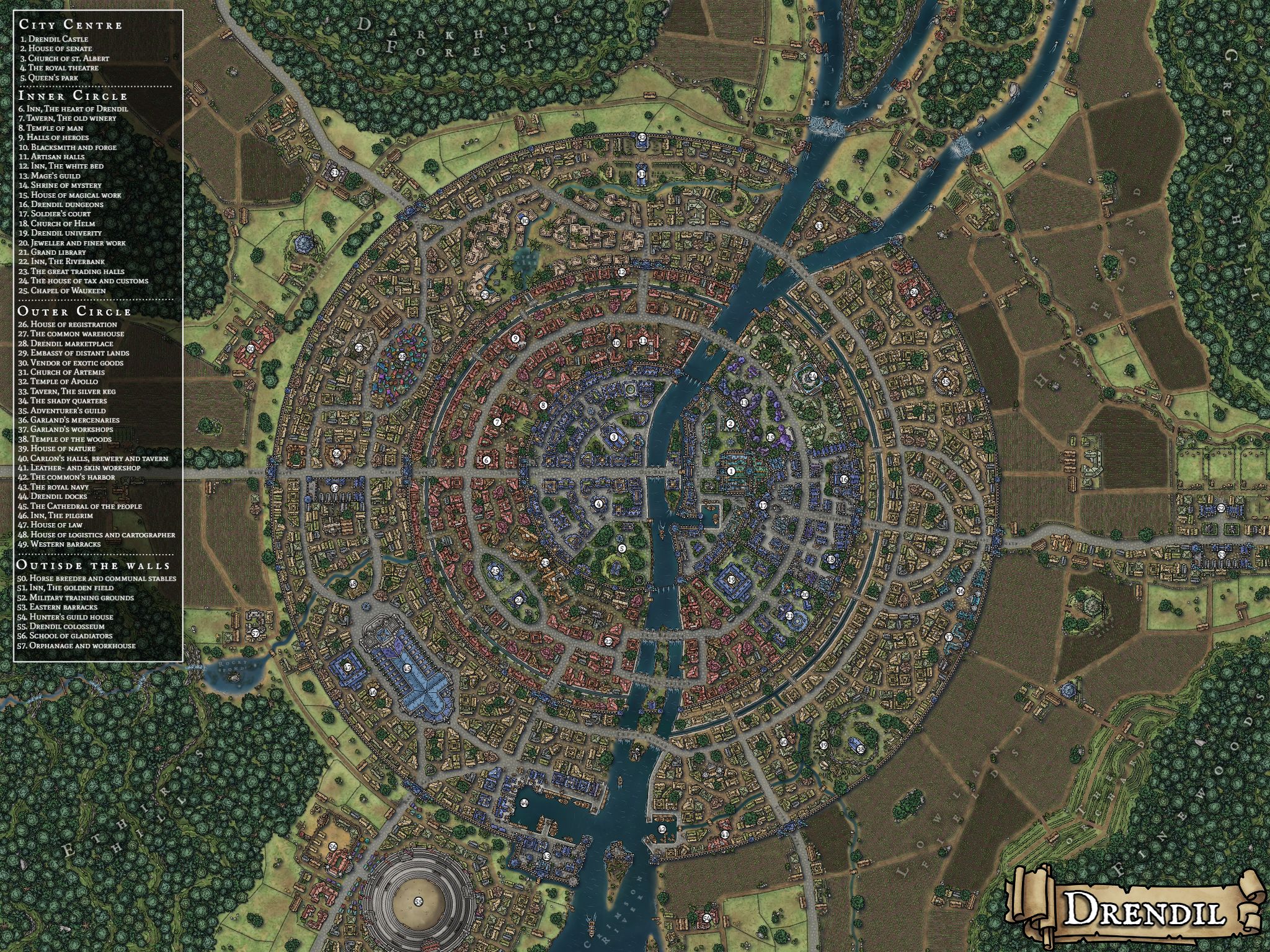 Drendil (with legend) | Inkarnate - Create Fantasy Maps Online