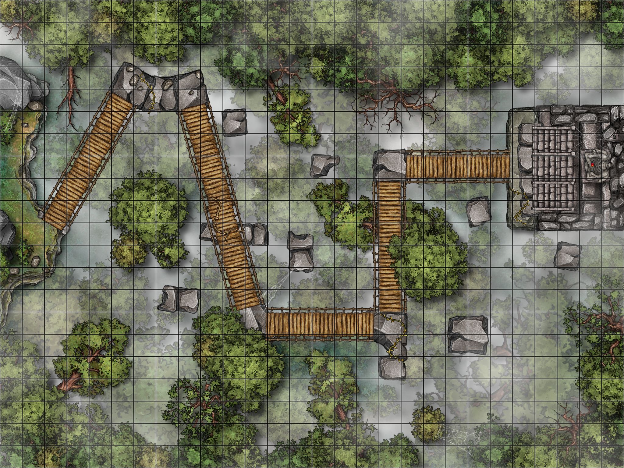 Rope Bridge Jungle Temple | Inkarnate - Create Fantasy Maps Online