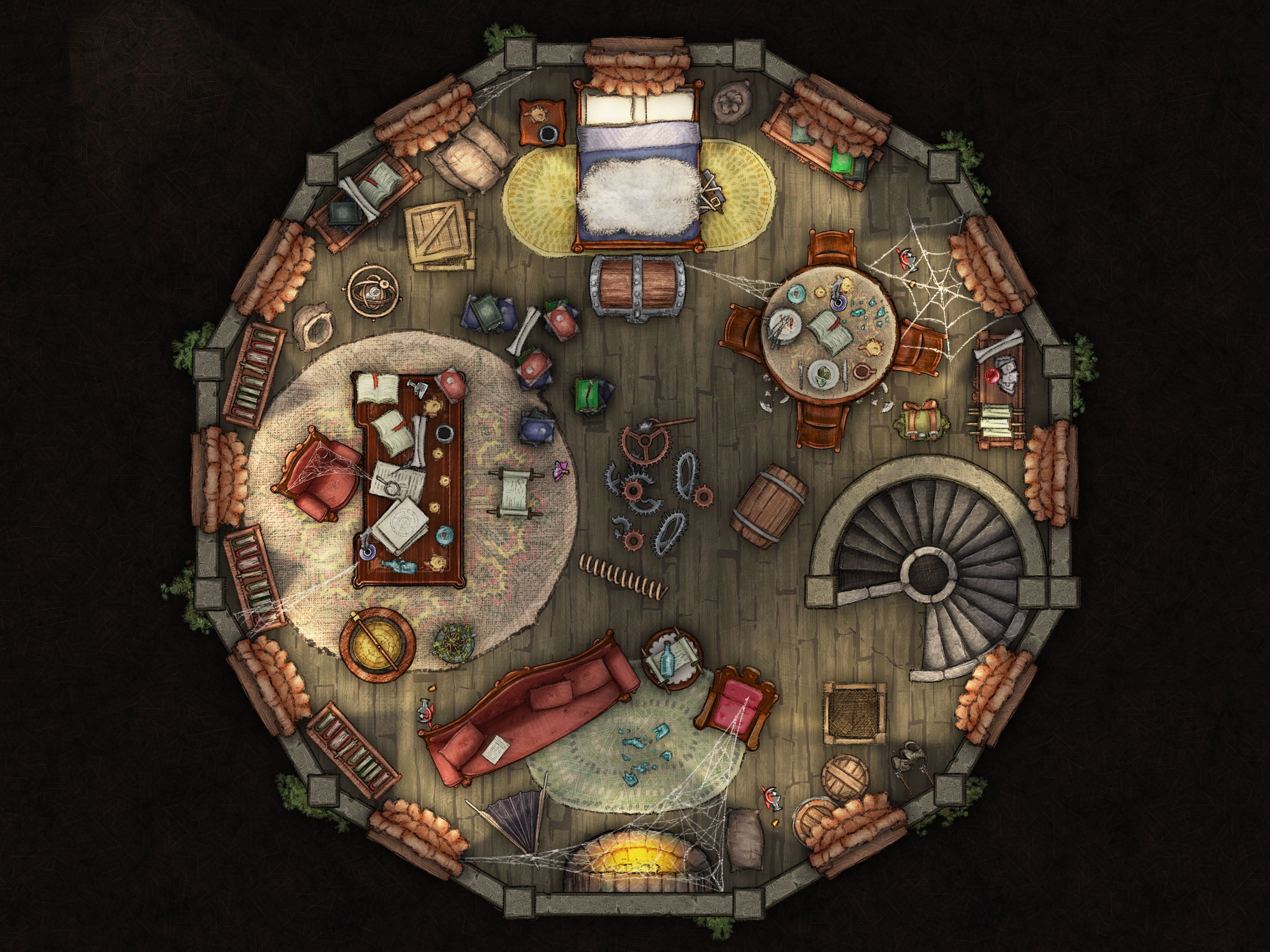 Haunted House - Turret Bedroom | Inkarnate - Create Fantasy Maps Online
