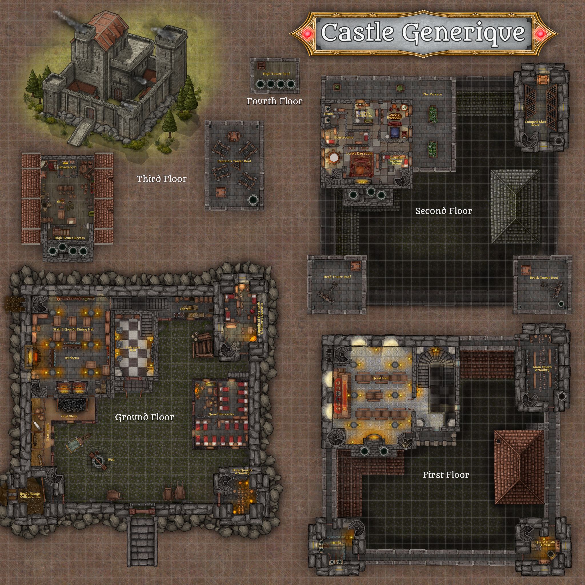 Standard Keep Battlemap labelled | Inkarnate - Create Fantasy Maps Online