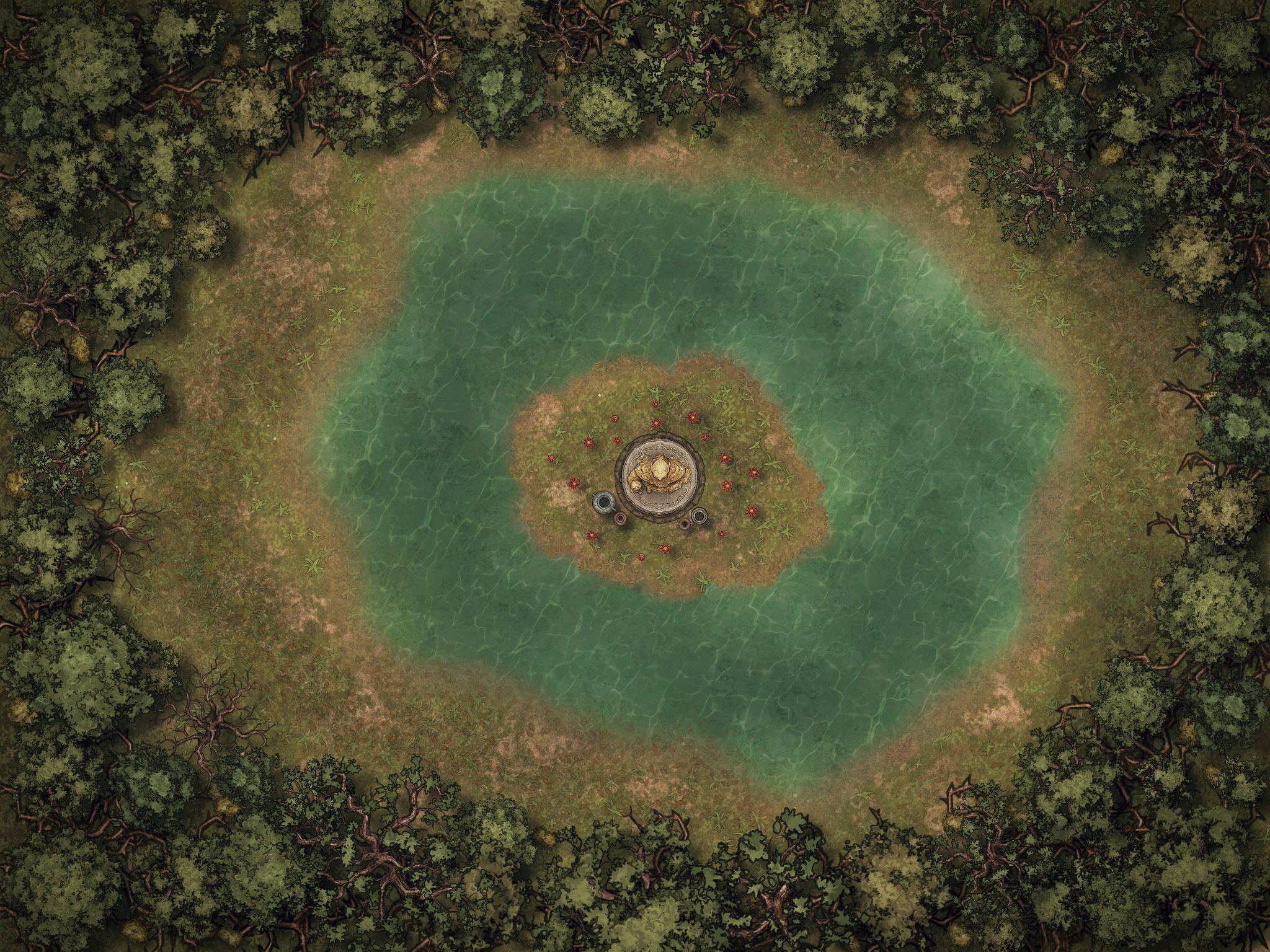 Statue in Lake | Inkarnate - Create Fantasy Maps Online