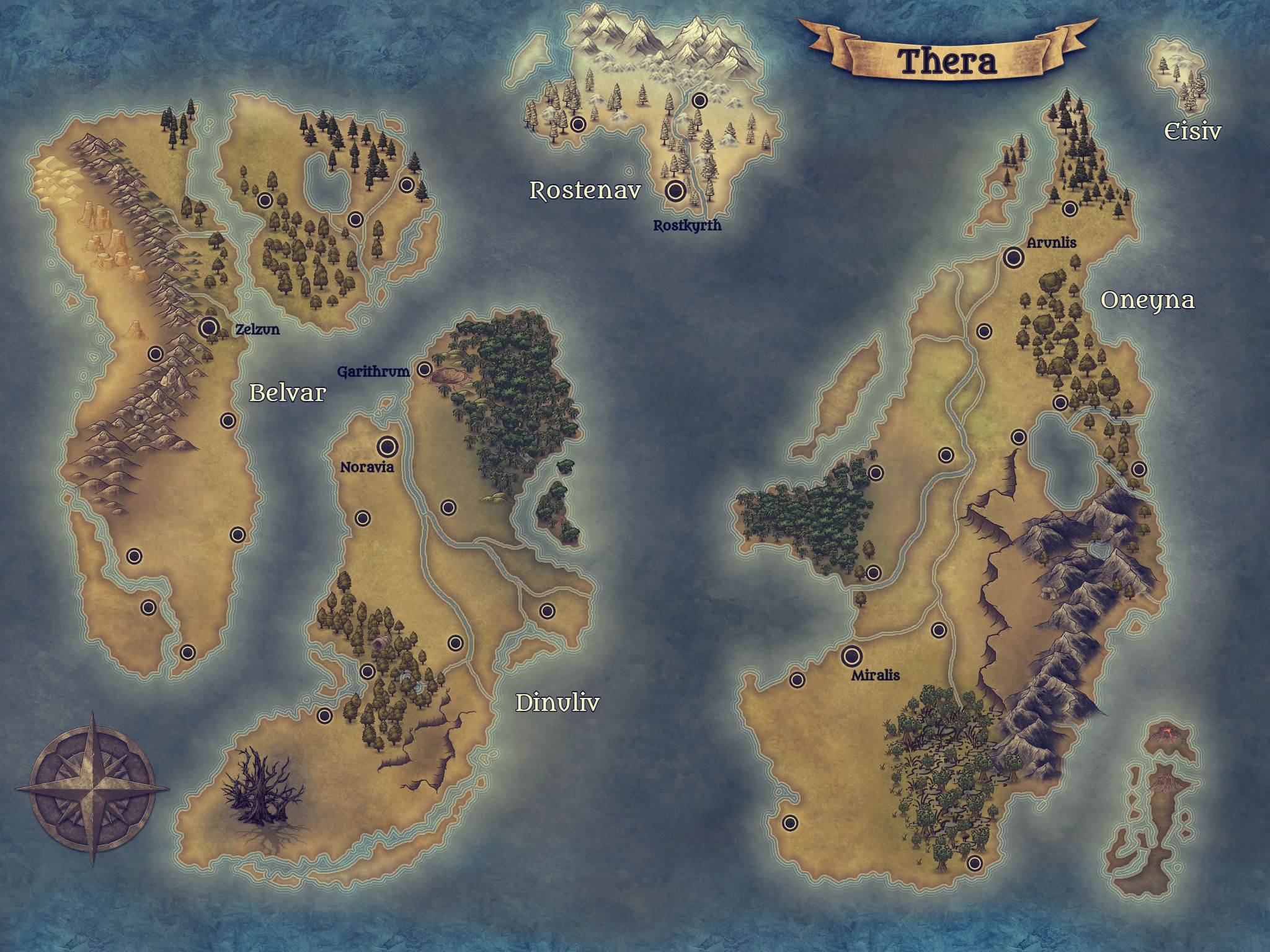 Thera with Cities | Inkarnate - Create Fantasy Maps Online