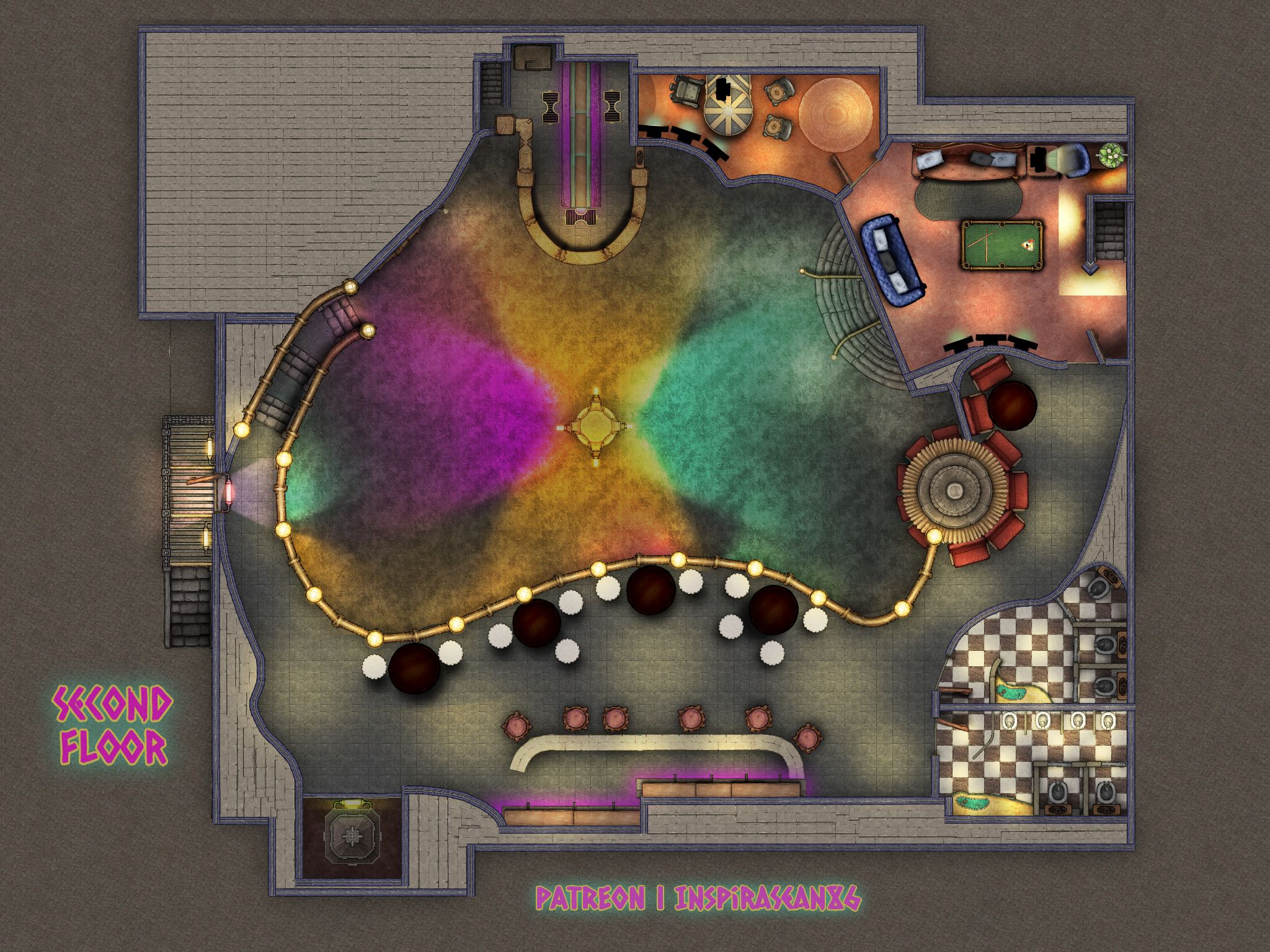 Modern Dance Club (Upper Floor) | Inkarnate - Create Fantasy Maps Online