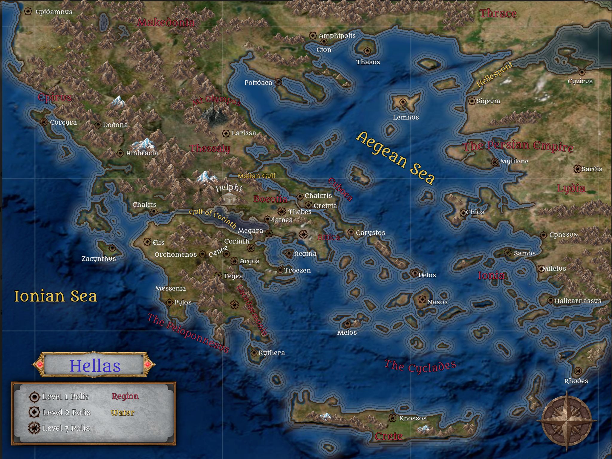 Aegean with Tokens | Inkarnate - Create Fantasy Maps Online