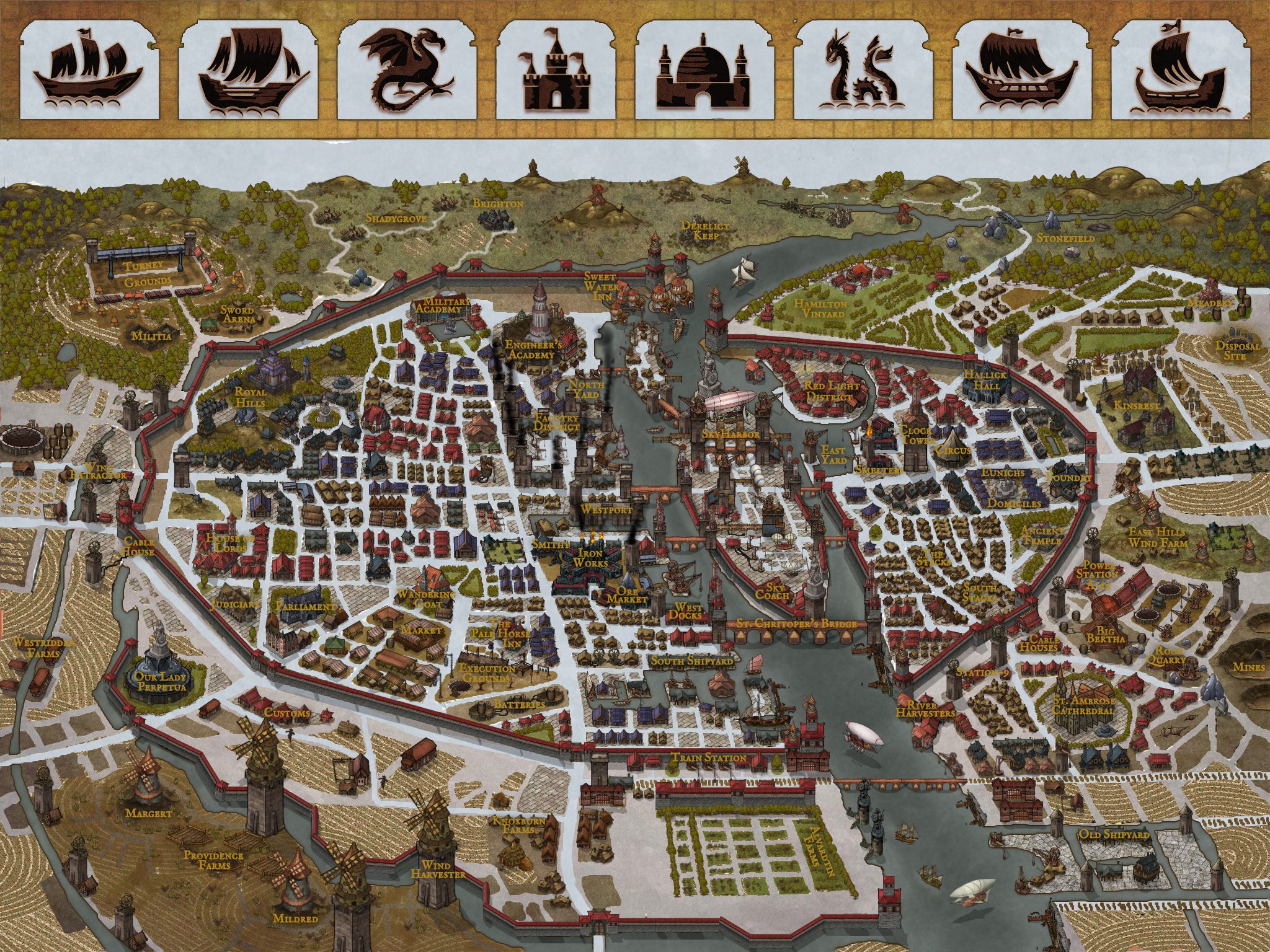 Steampunk City (Regional Classic) | Inkarnate - Create Fantasy Maps Online