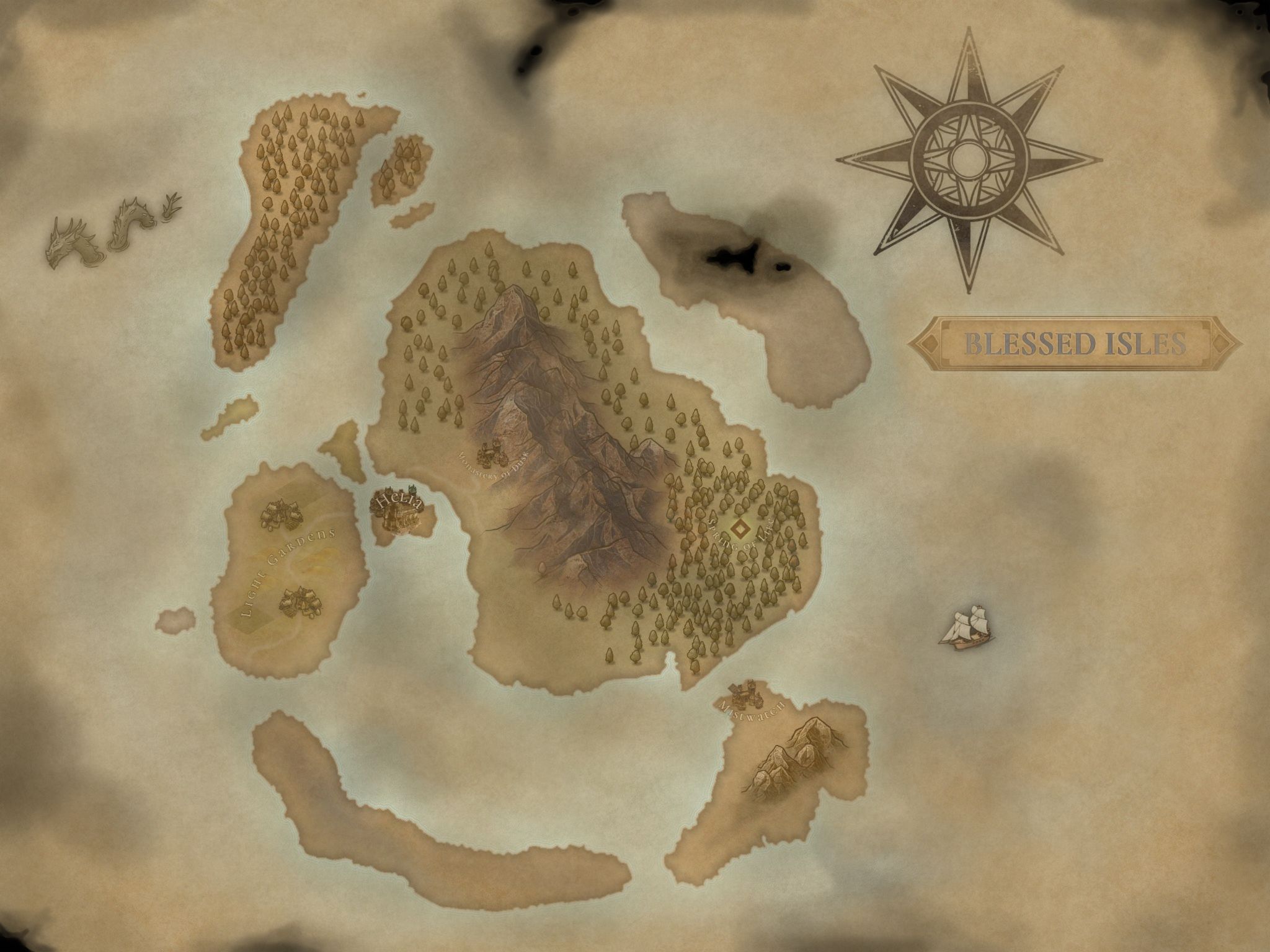Blessed Isles Parchment | Inkarnate - Create Fantasy Maps Online