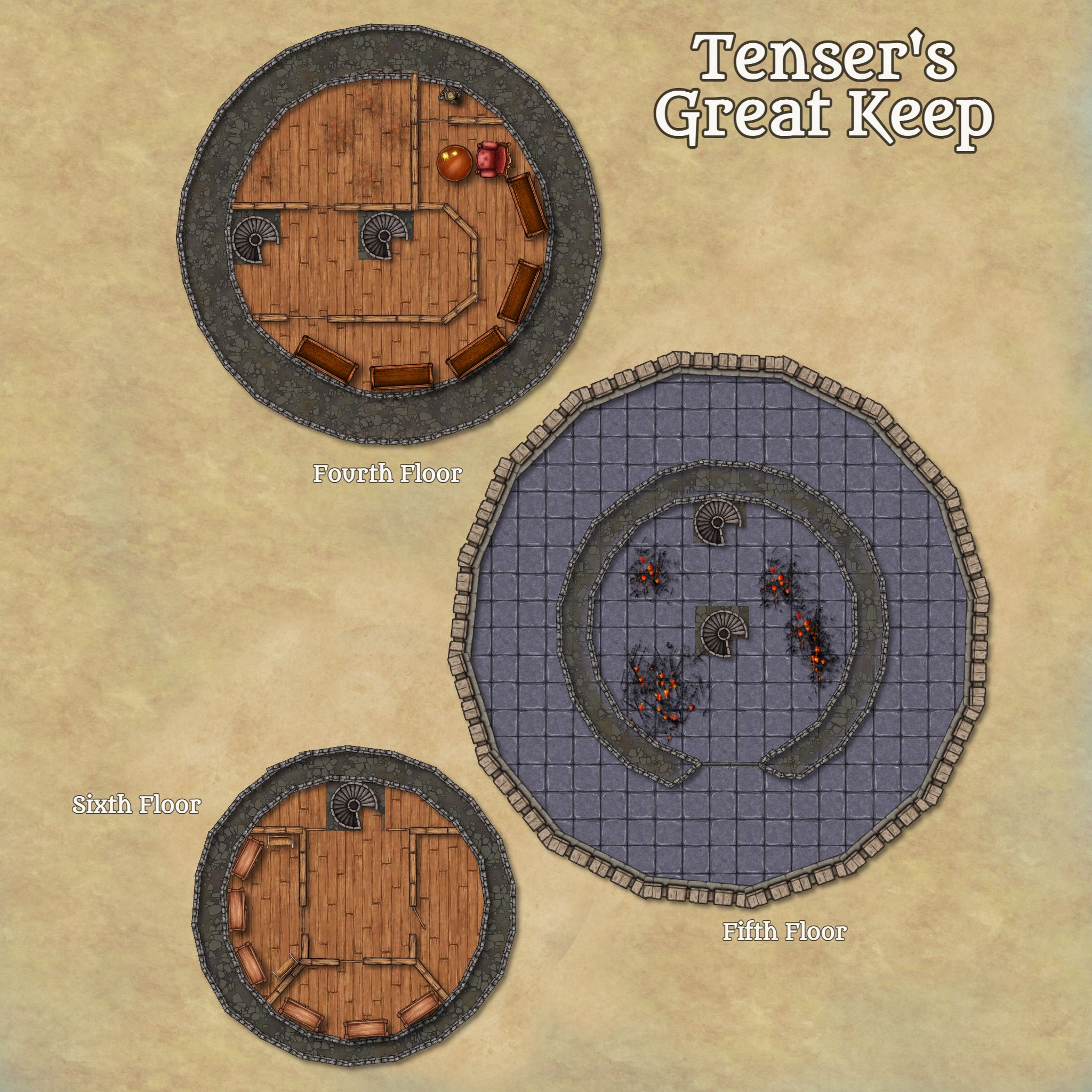 Great Keep, Levels 4-6, Tenser's Castle | Inkarnate - Create Fantasy ...