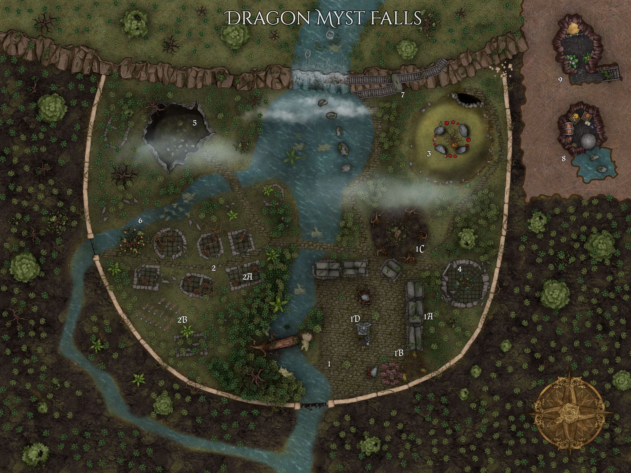 Dragon Myst Falls | Inkarnate - Create Fantasy Maps Online