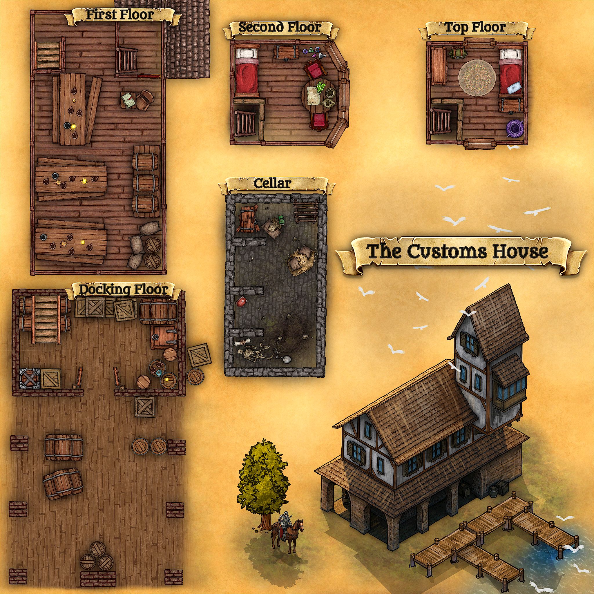 The Customs House (Tavern battle map) | Inkarnate - Create Fantasy Maps ...