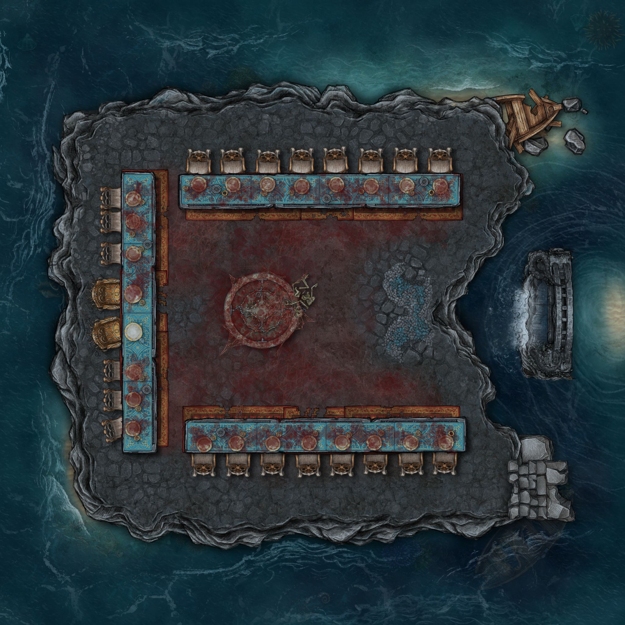 Haunted Dining Hall with Shrine to Umberlee - Oceanic | Inkarnate ...