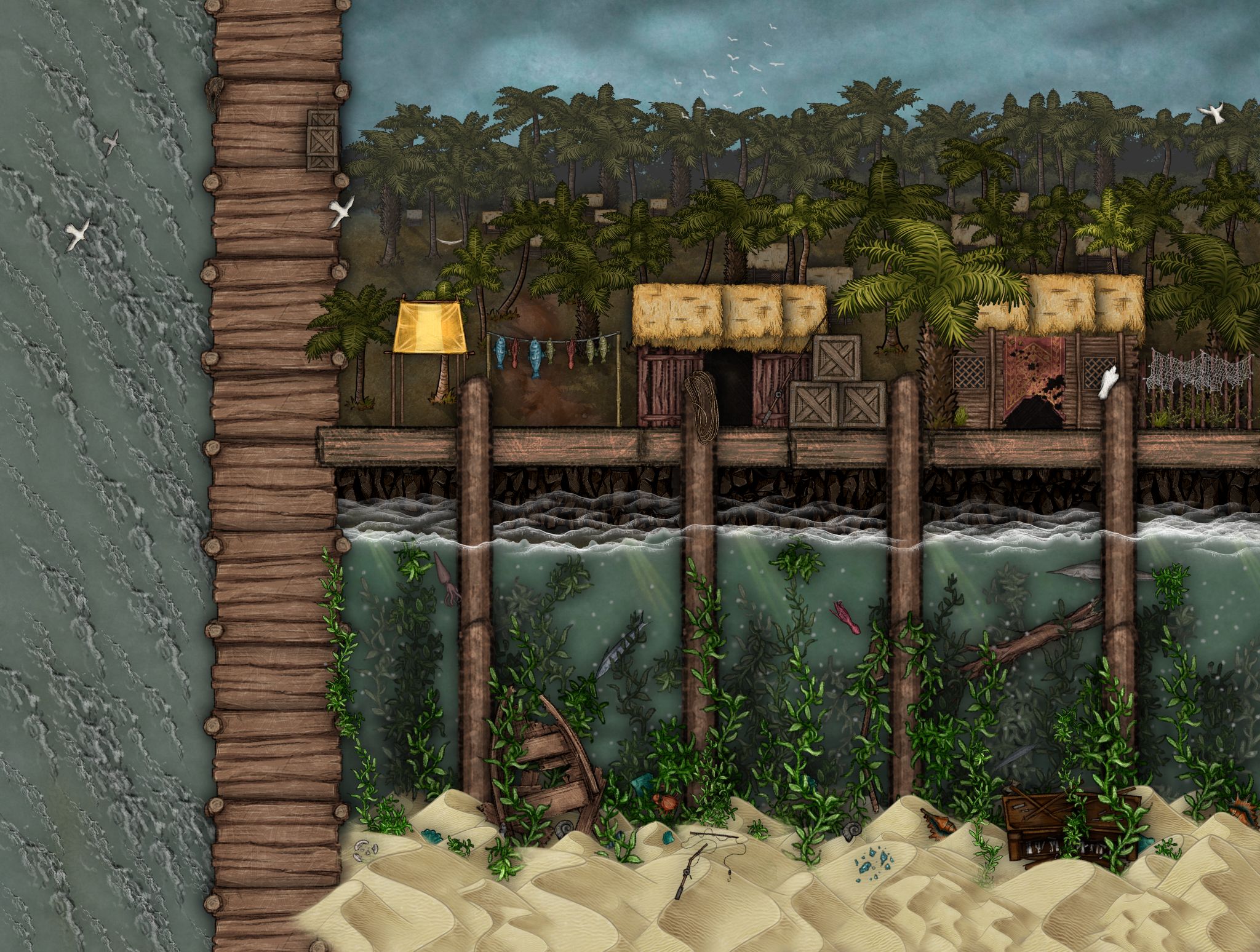 At the Docks 2D | Inkarnate - Create Fantasy Maps Online