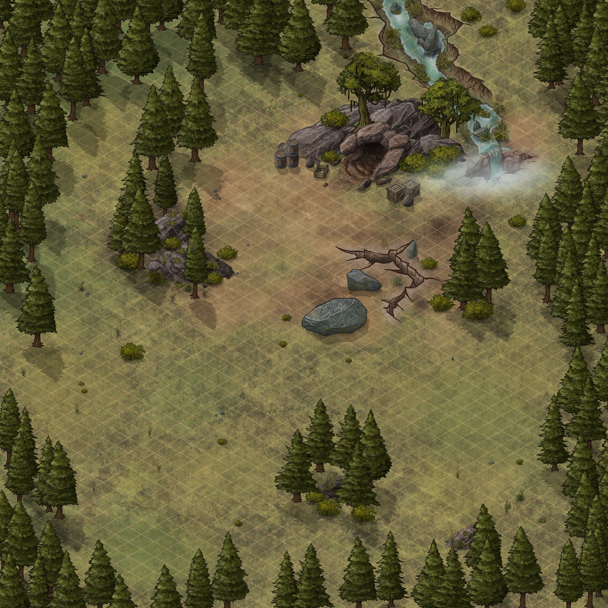 A cave in the forest | Inkarnate - Create Fantasy Maps Online