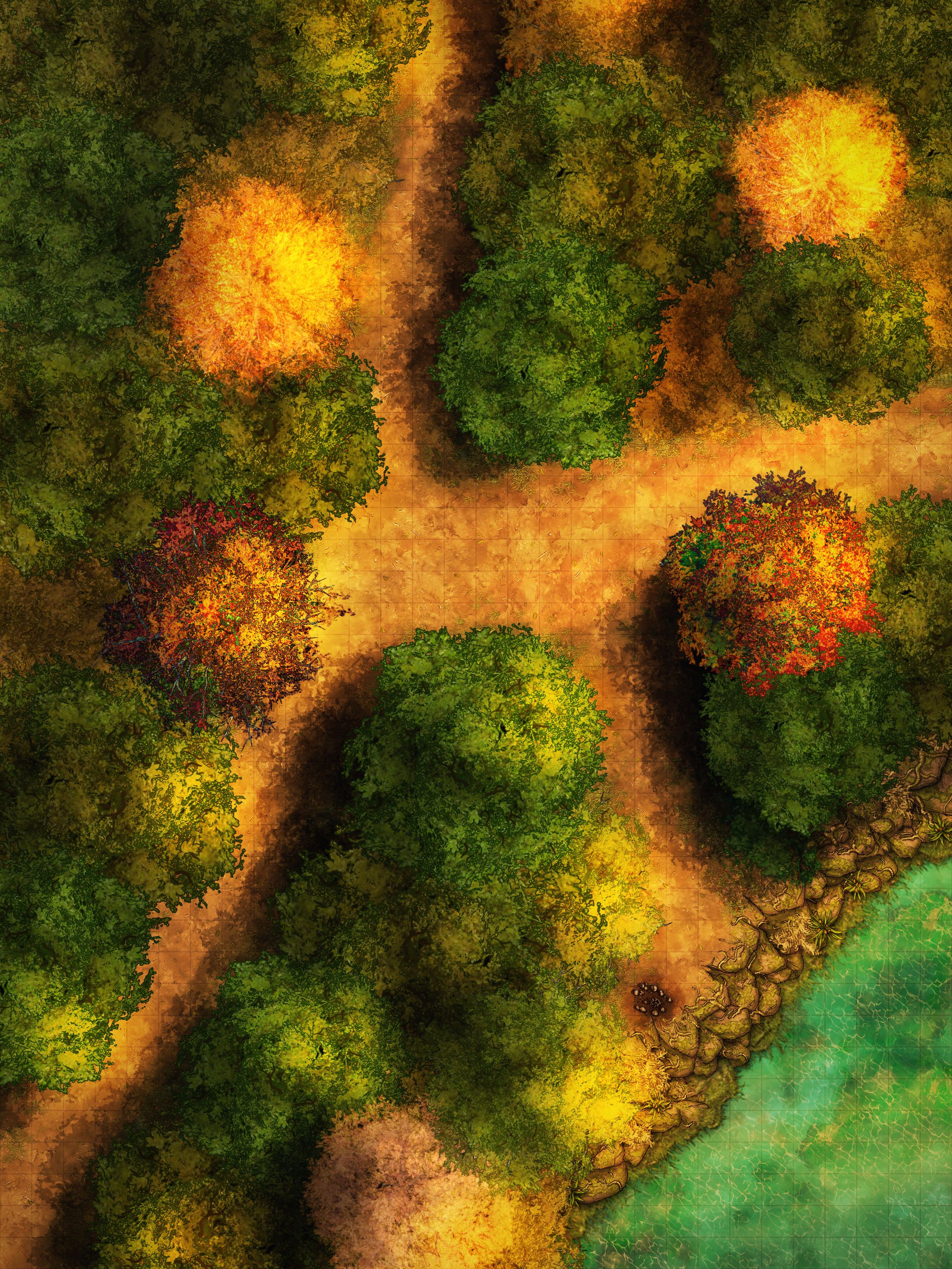 Forest path at dusk | Inkarnate - Create Fantasy Maps Online