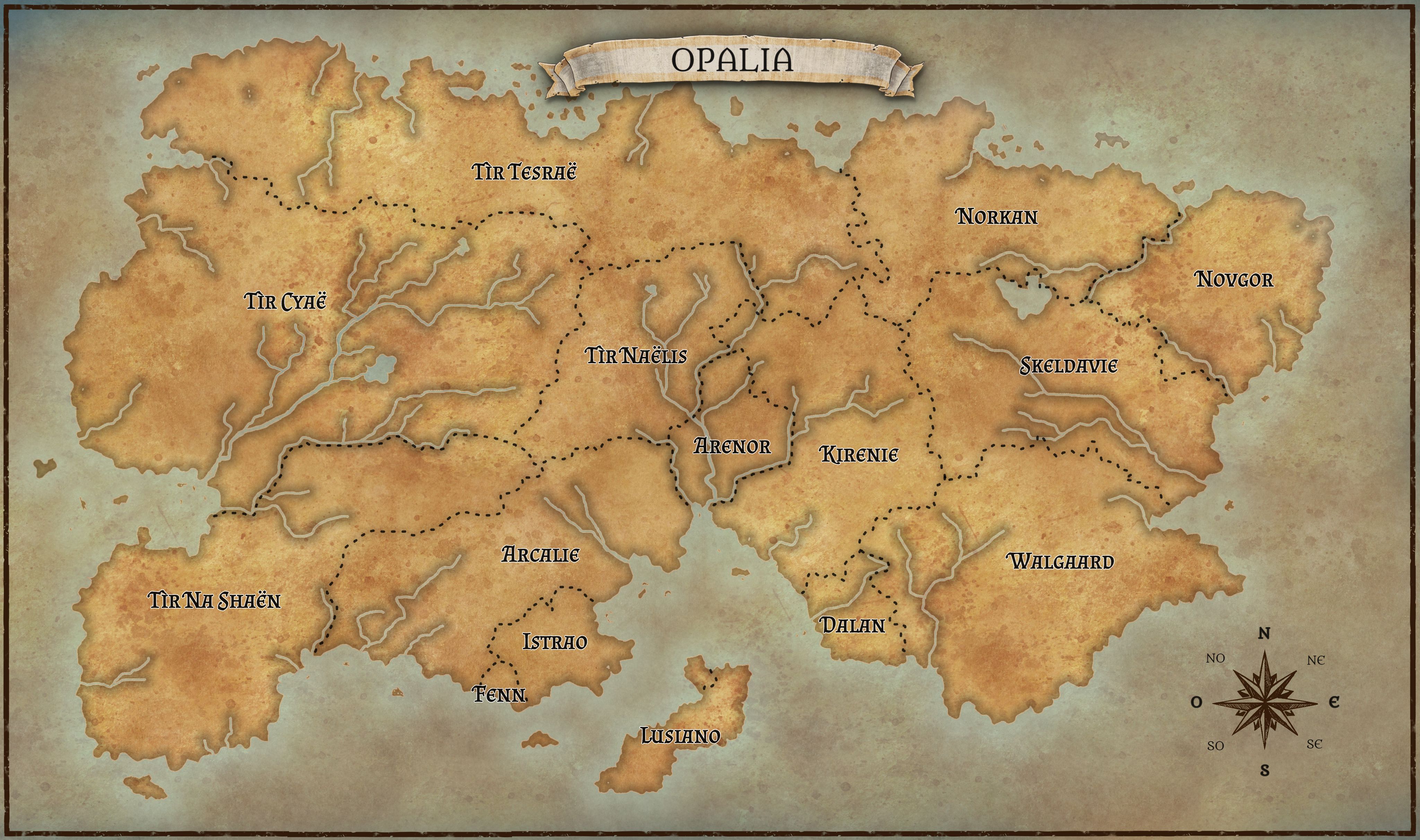Opalia World Map (parchemin) | Inkarnate - Create Fantasy Maps Online