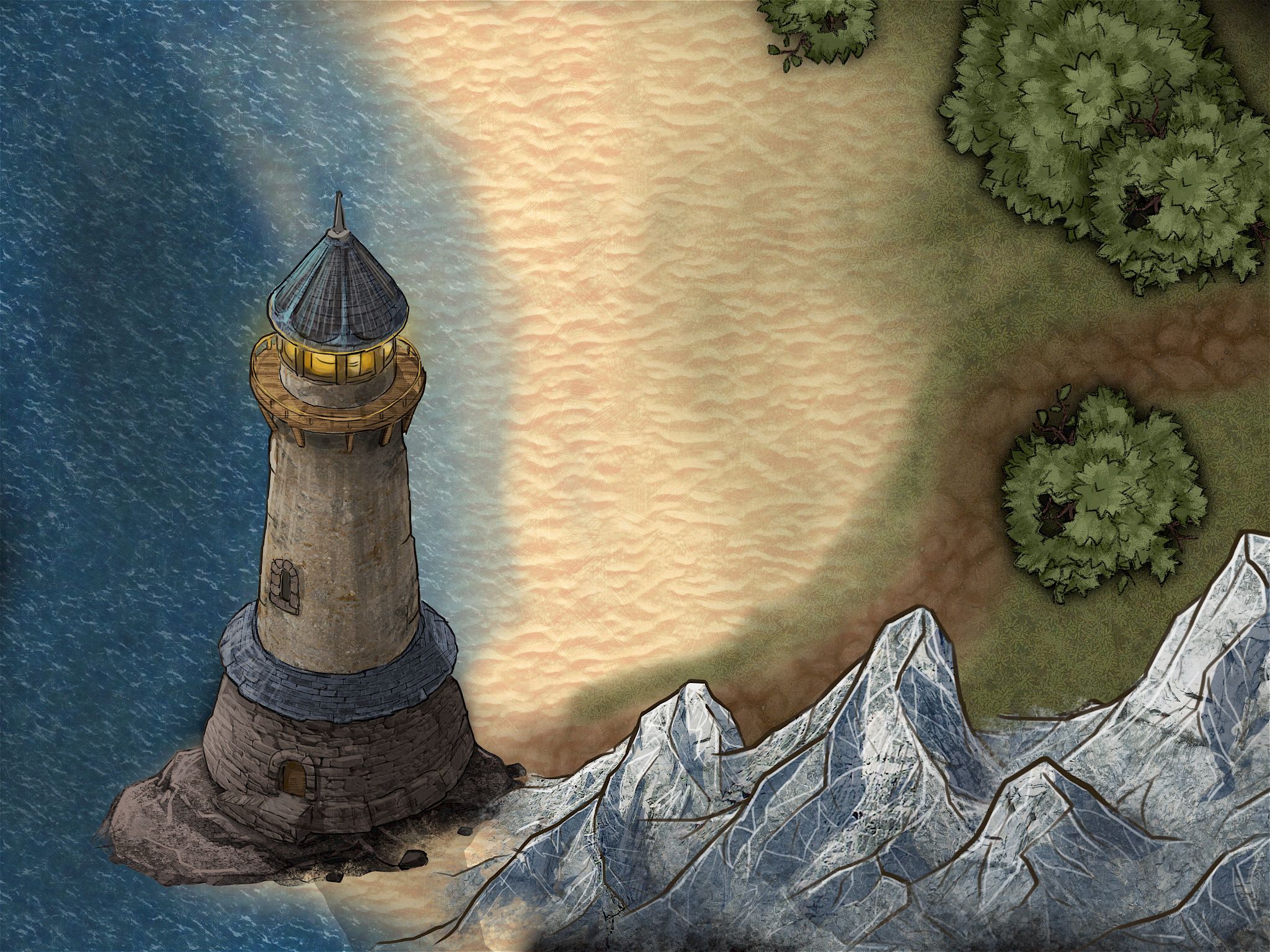 Lighthouse on the beach | Inkarnate - Create Fantasy Maps Online