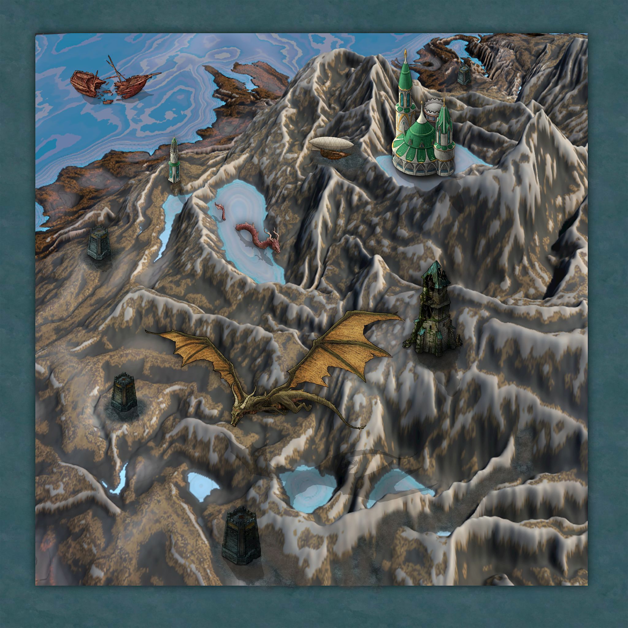 Cascading Lakes | Inkarnate - Create Fantasy Maps Online