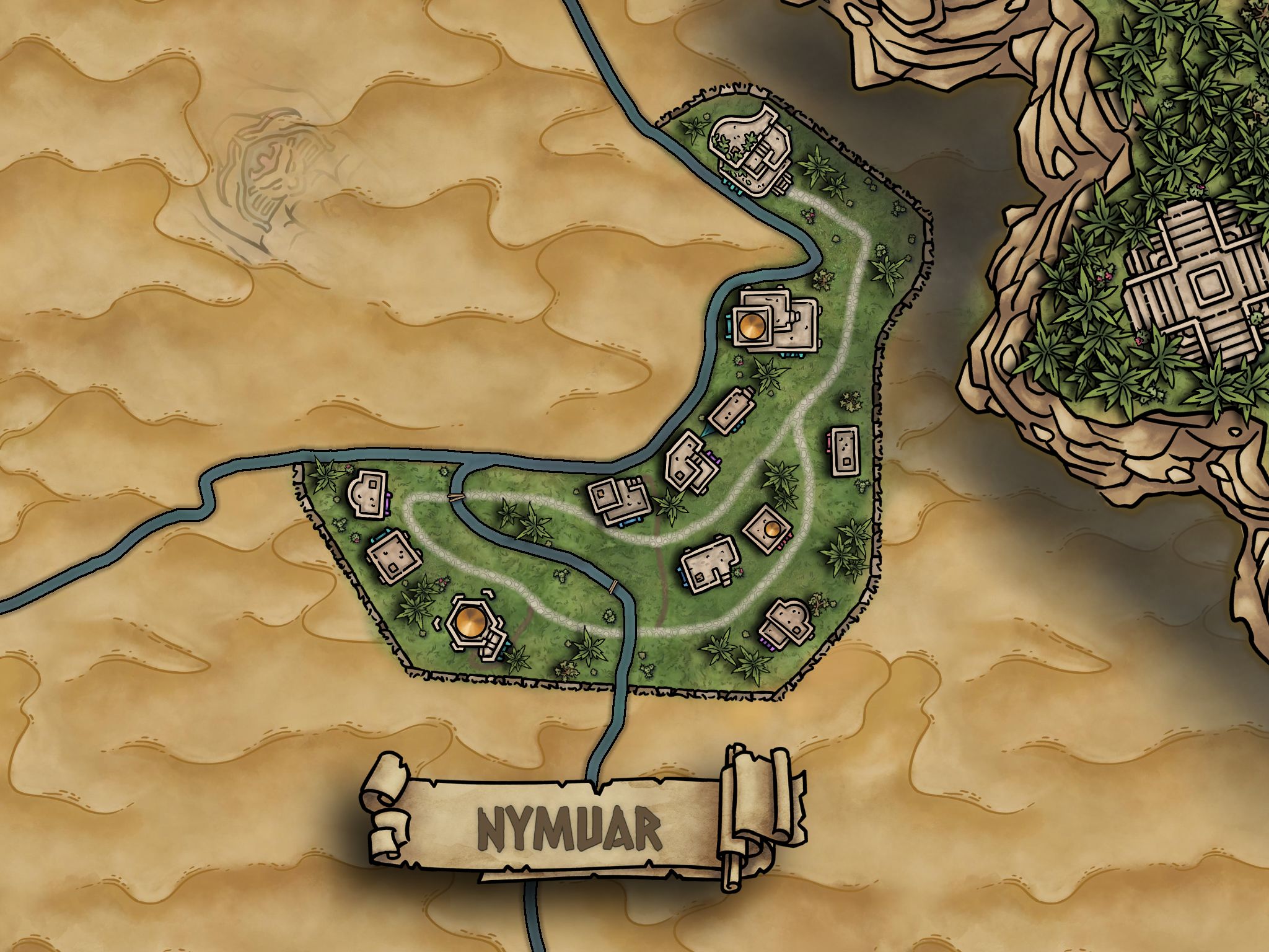 Nymuar - a desert village | Inkarnate - Create Fantasy Maps Online
