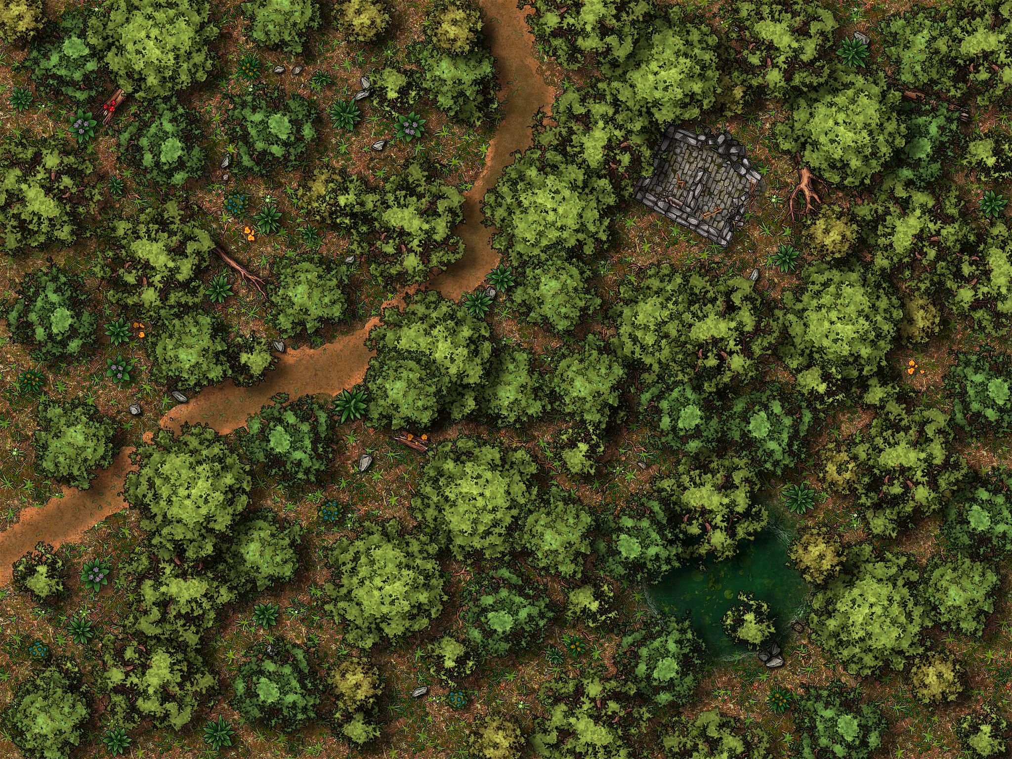 Forest Trailside Ruins | Inkarnate - Create Fantasy Maps Online