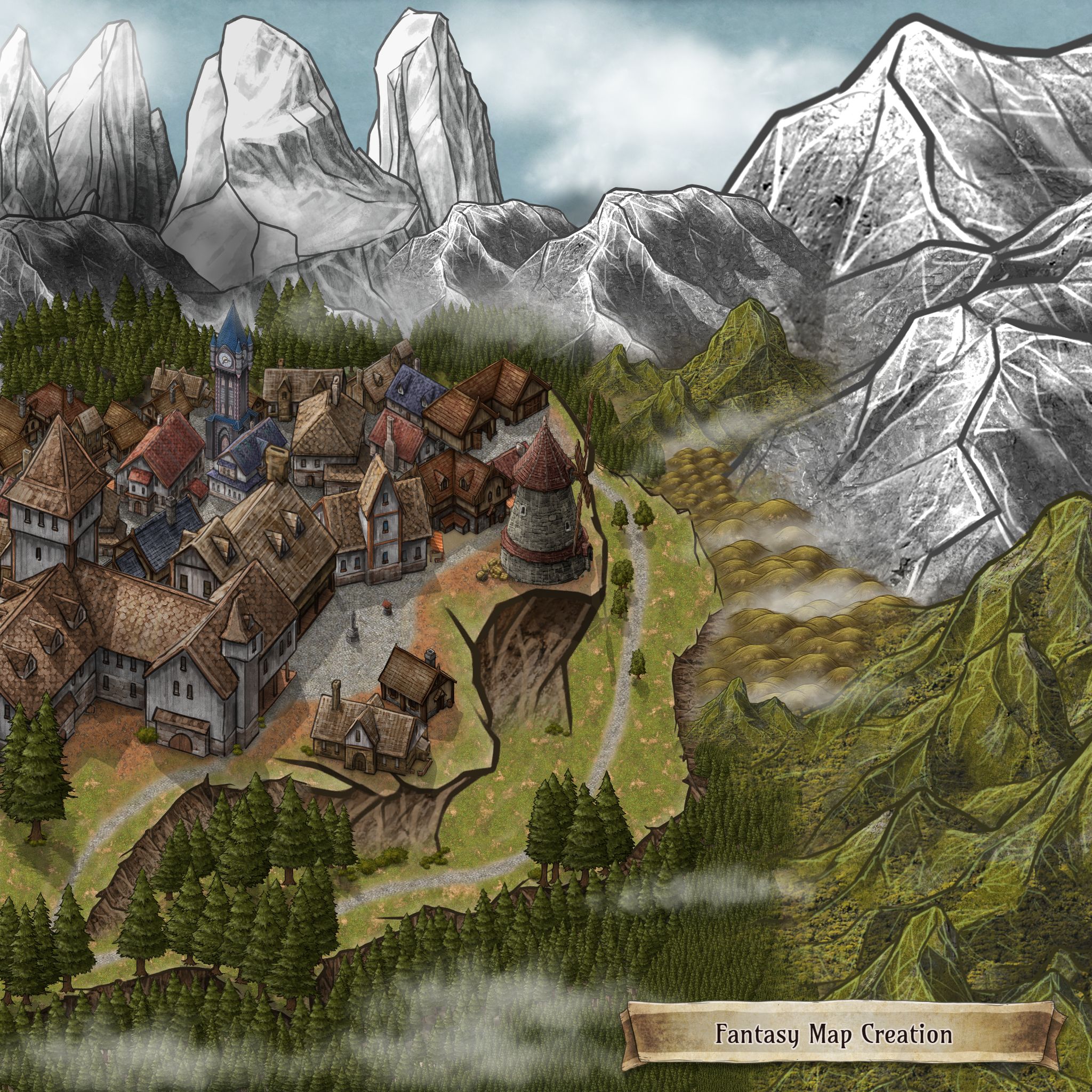 Mountain village | Inkarnate - Create Fantasy Maps Online