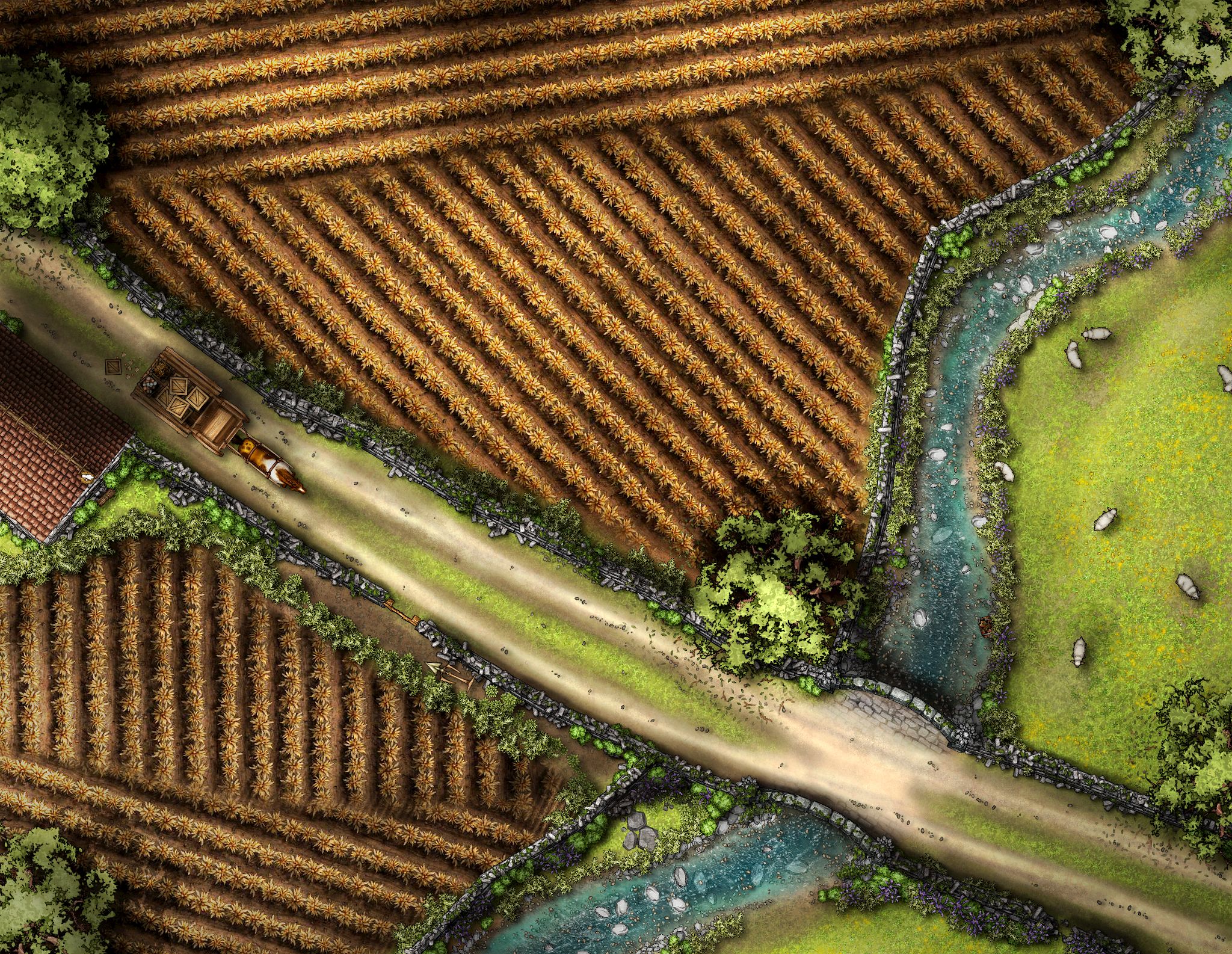 Country side Farm Road | Inkarnate - Create Fantasy Maps Online