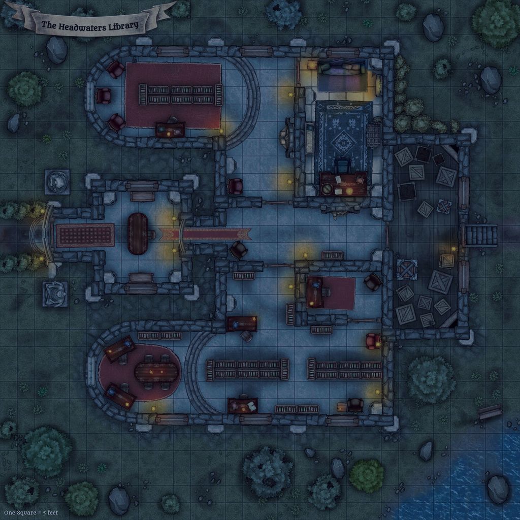 Battle Map - Library (night) | Inkarnate - Create Fantasy Maps Online