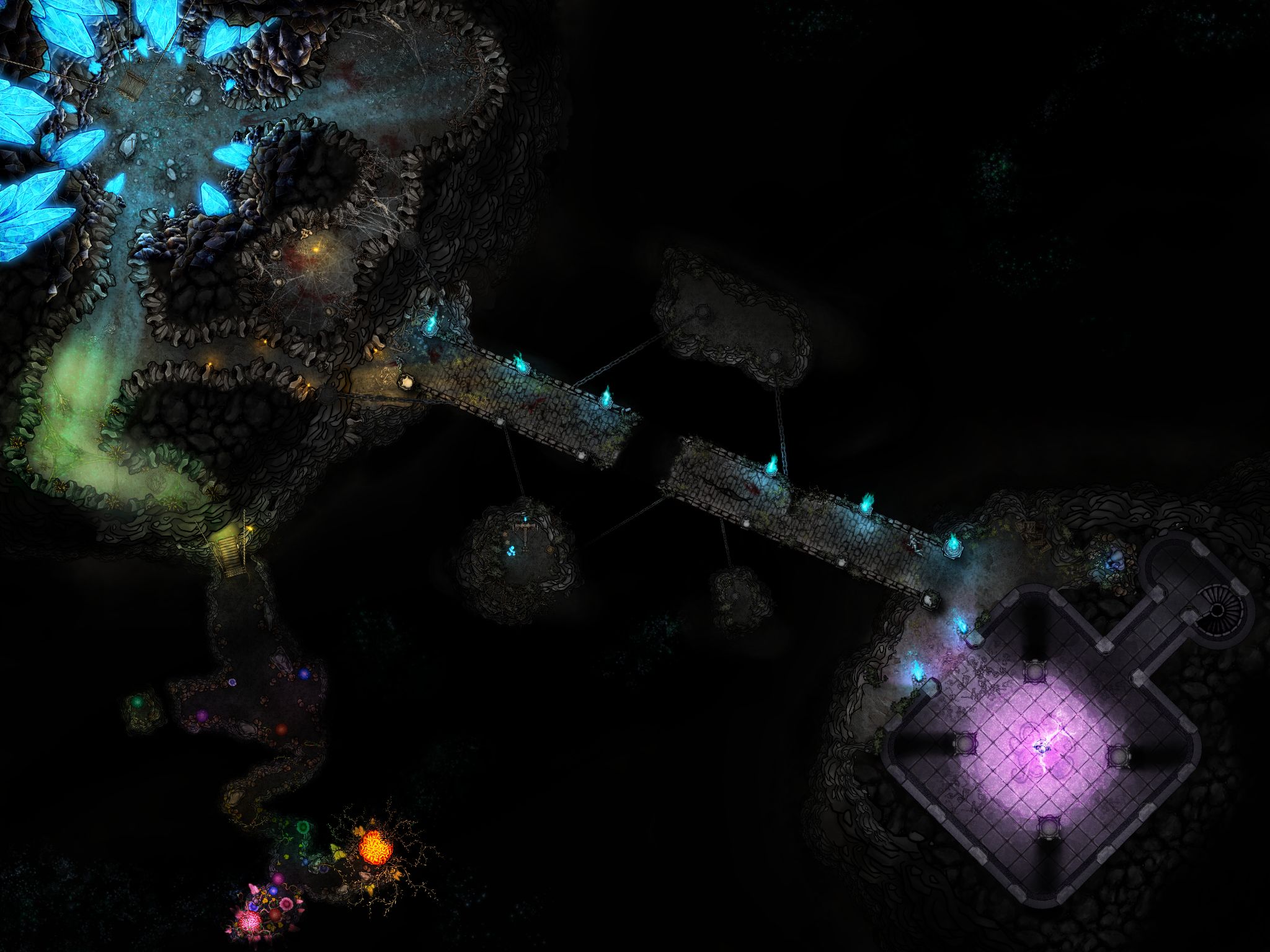 The Crystal Mine, lvl 2_Bridge | Inkarnate - Create Fantasy Maps Online